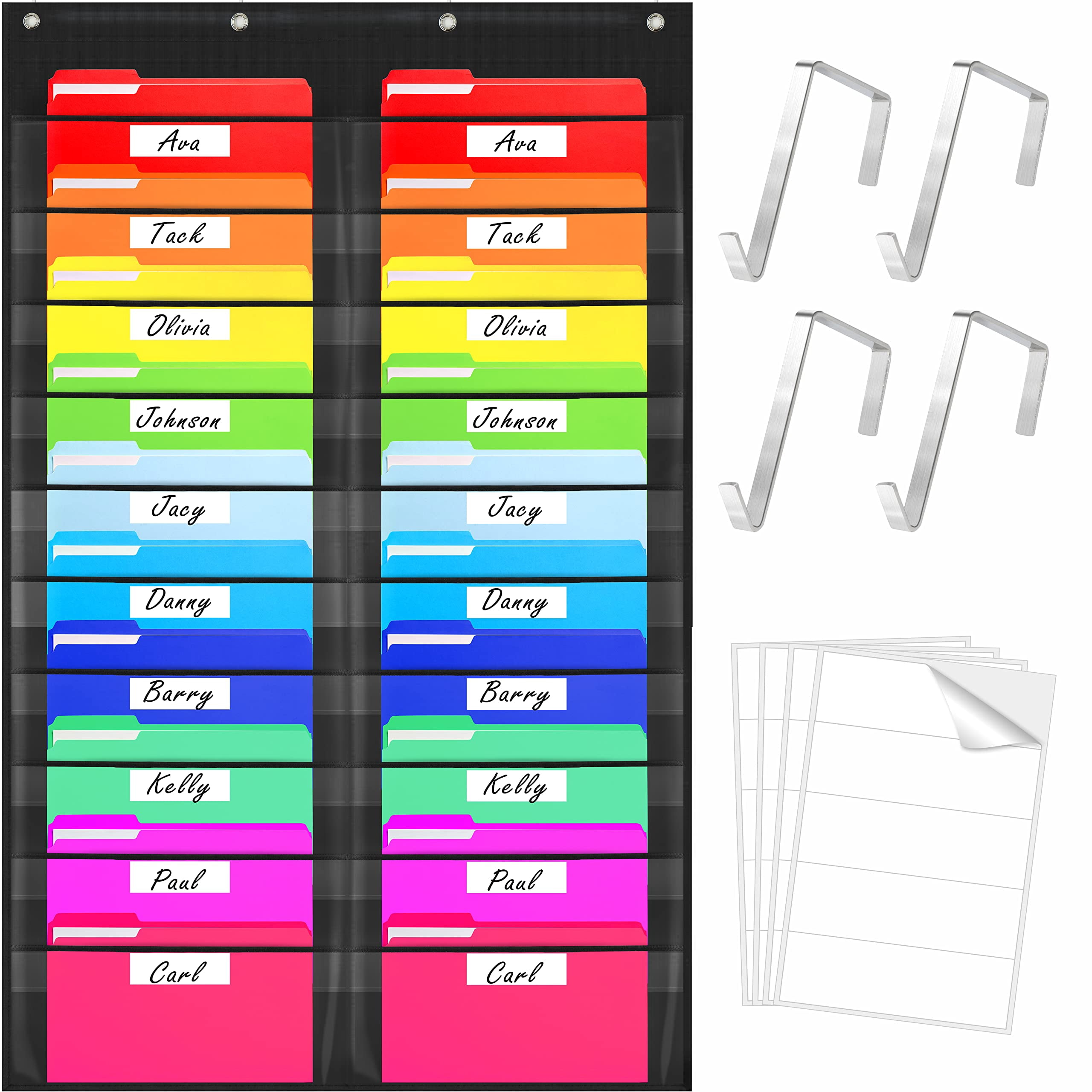 Storage Pocket Chart, Heavy Duty Wall File Organization Folder with 20 ...
