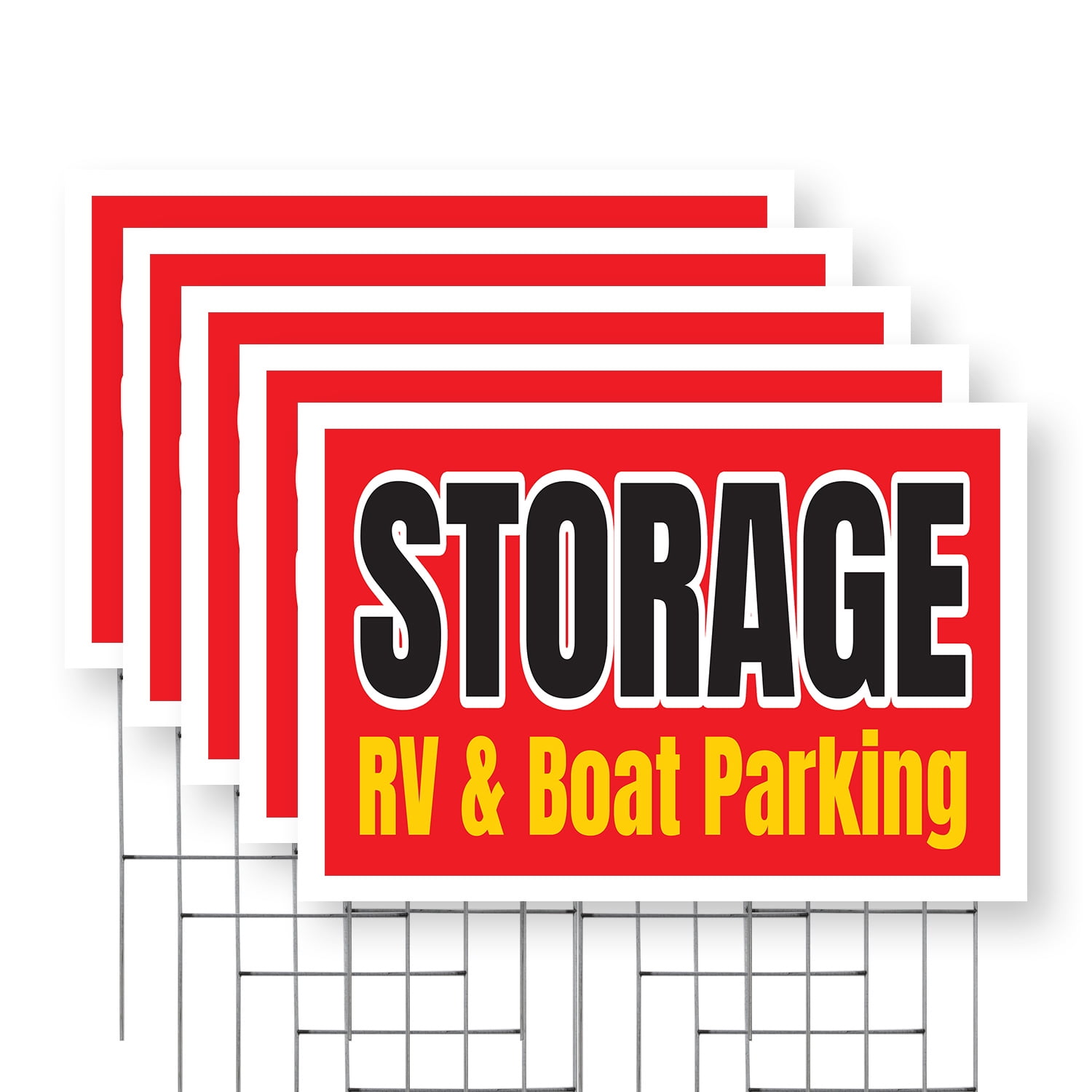 Storage RV & Boat Parking Yard Sign 5 Pack of 24 Inch x 36 Inch Single ...