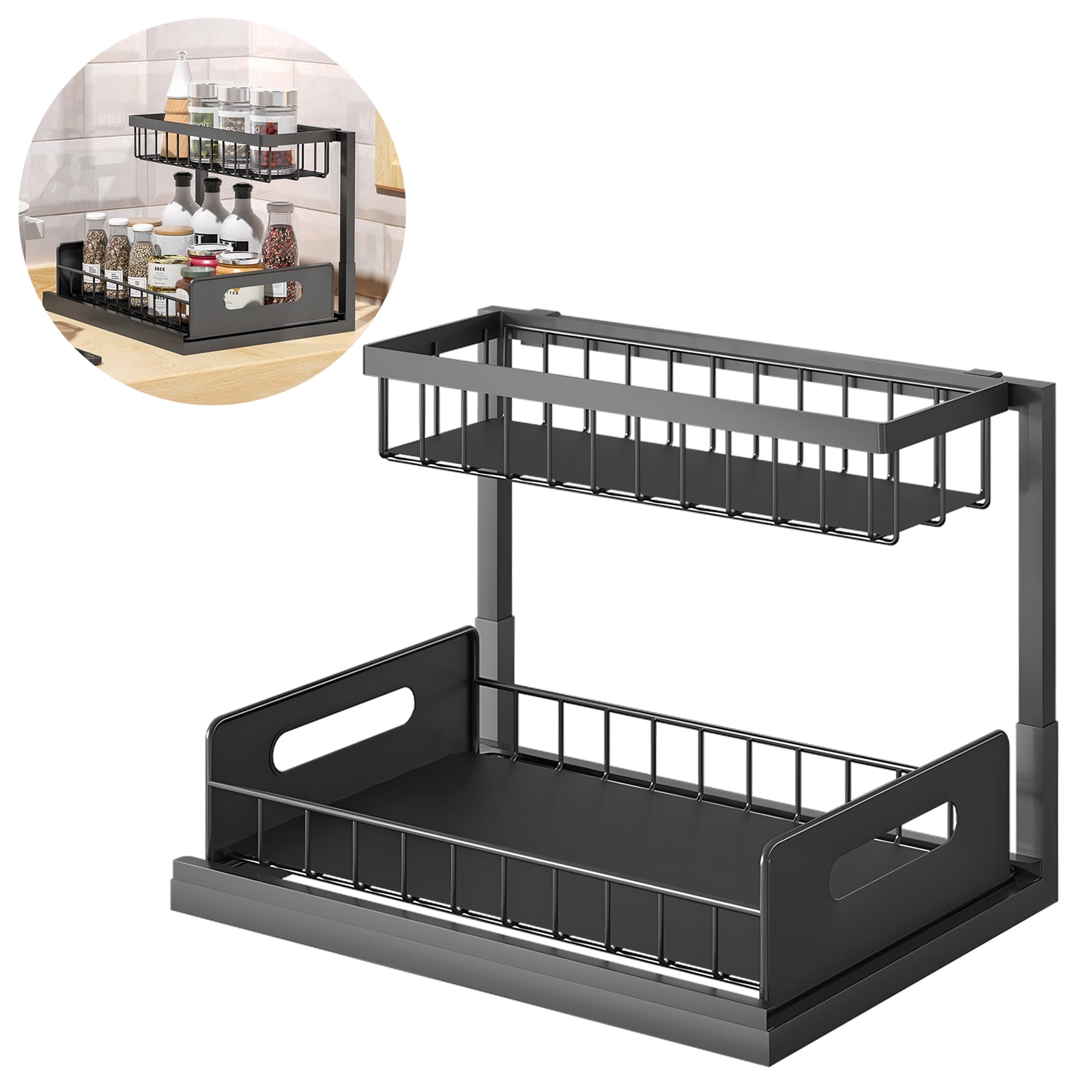 Storage Rack,2 Tier Kitchen Cabinet Heavy Sink Kitchen 2 L-shape Narrow ...
