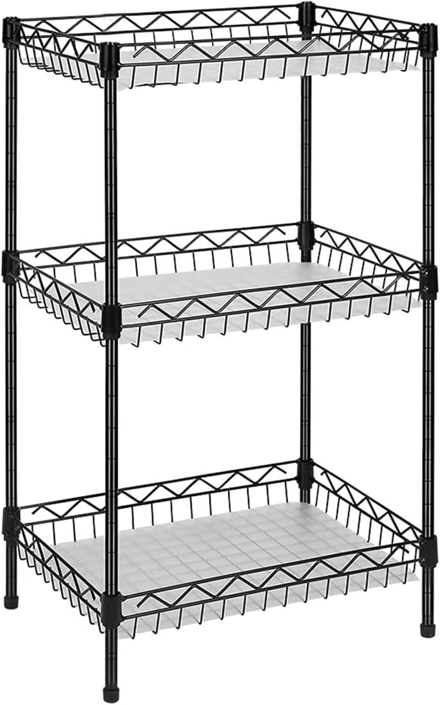Storage Rack, 3-Tier Wire Shelves, Adjustable Storage Rack, 11.8"D x 15 ...