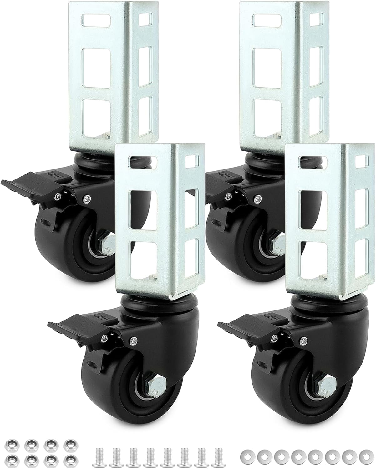 Storage Rack Caster Wheels, 4 Pack 3" Heavy Duty 1500 lb. Max Total ...
