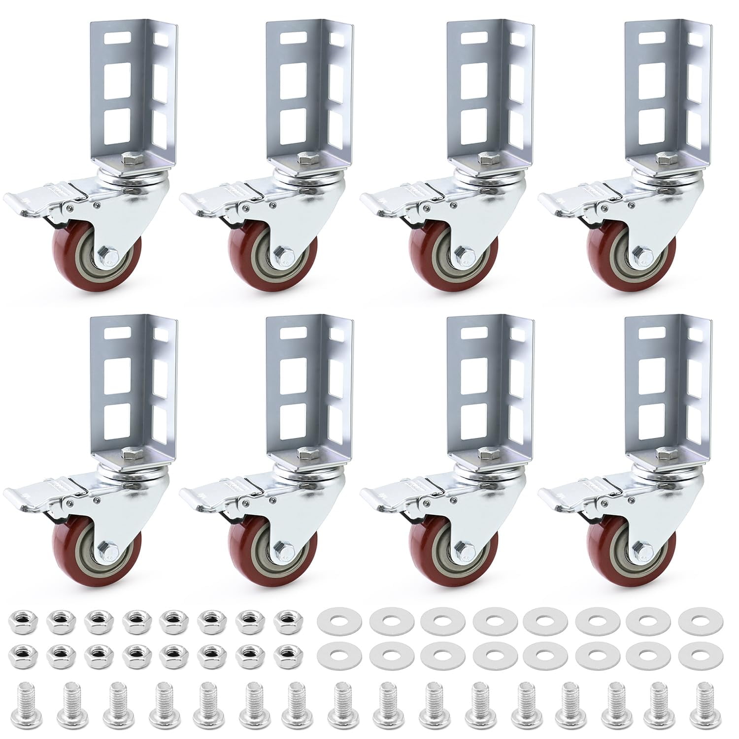 Storage Rack Caster Wheels, 8 Pack 3" Heavy Duty 500 lb. Max Total ...