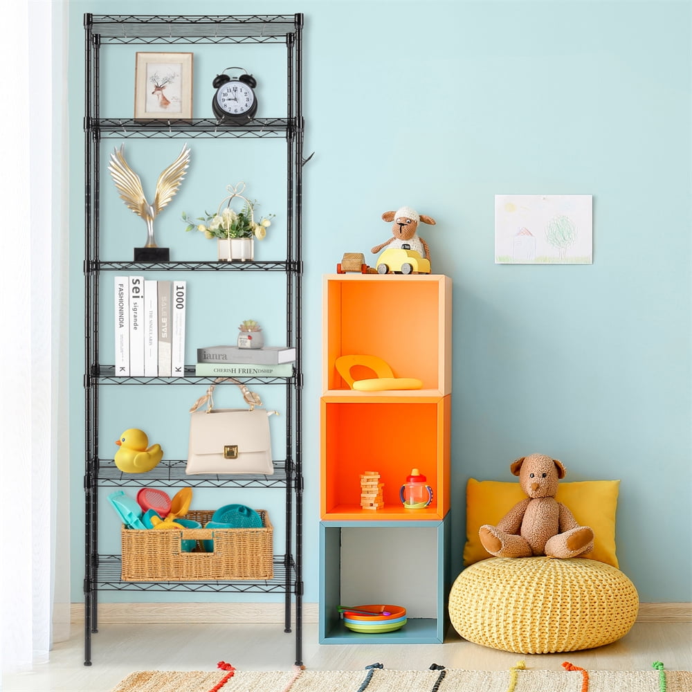Storage Rack with Wheels, Floor Mounted Carbon Steel Standing Shelf ...