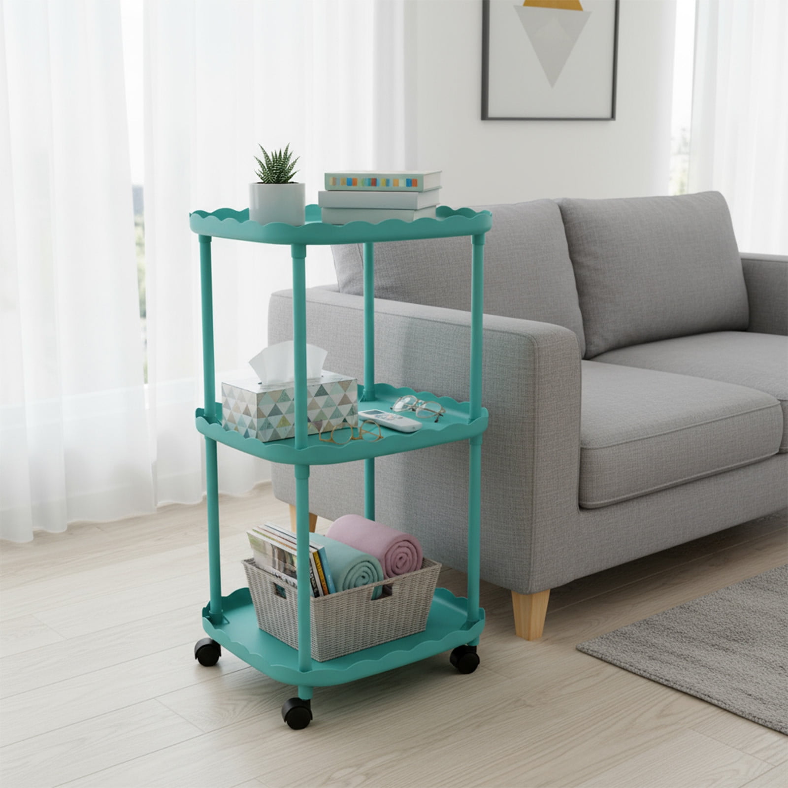 Storage Rack With Wheels Mini Table Easy Small Apartment Bedside Table ...