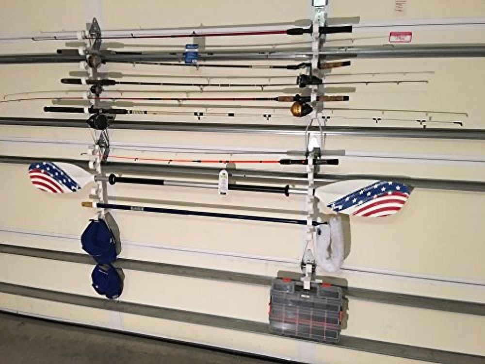 Storage Rack for Garage Doors with Hooks for Fishing Rods, Kayak ...