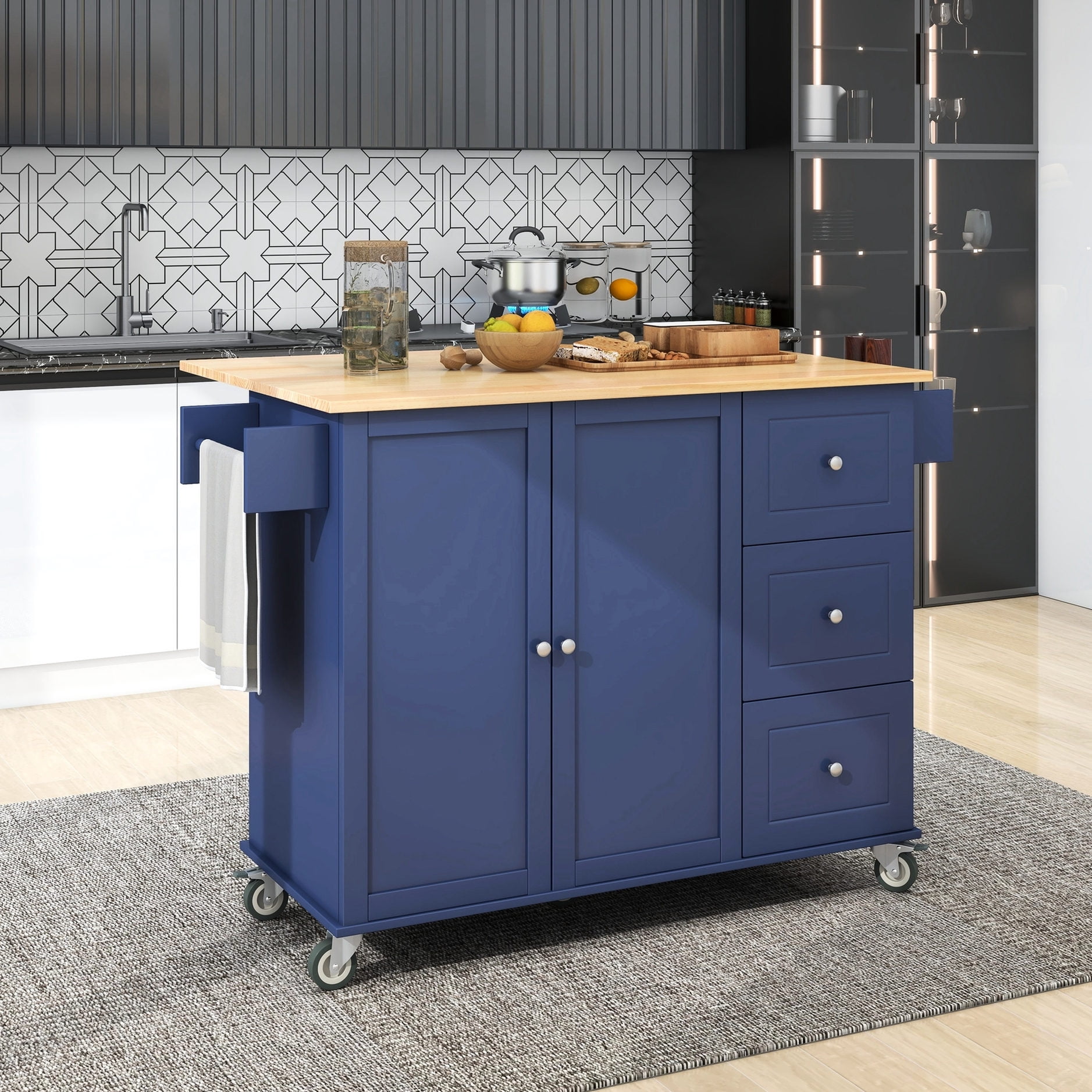 Storage - Rich Kitchen Island+Solid Wood Work Surface"-"Everyday ...