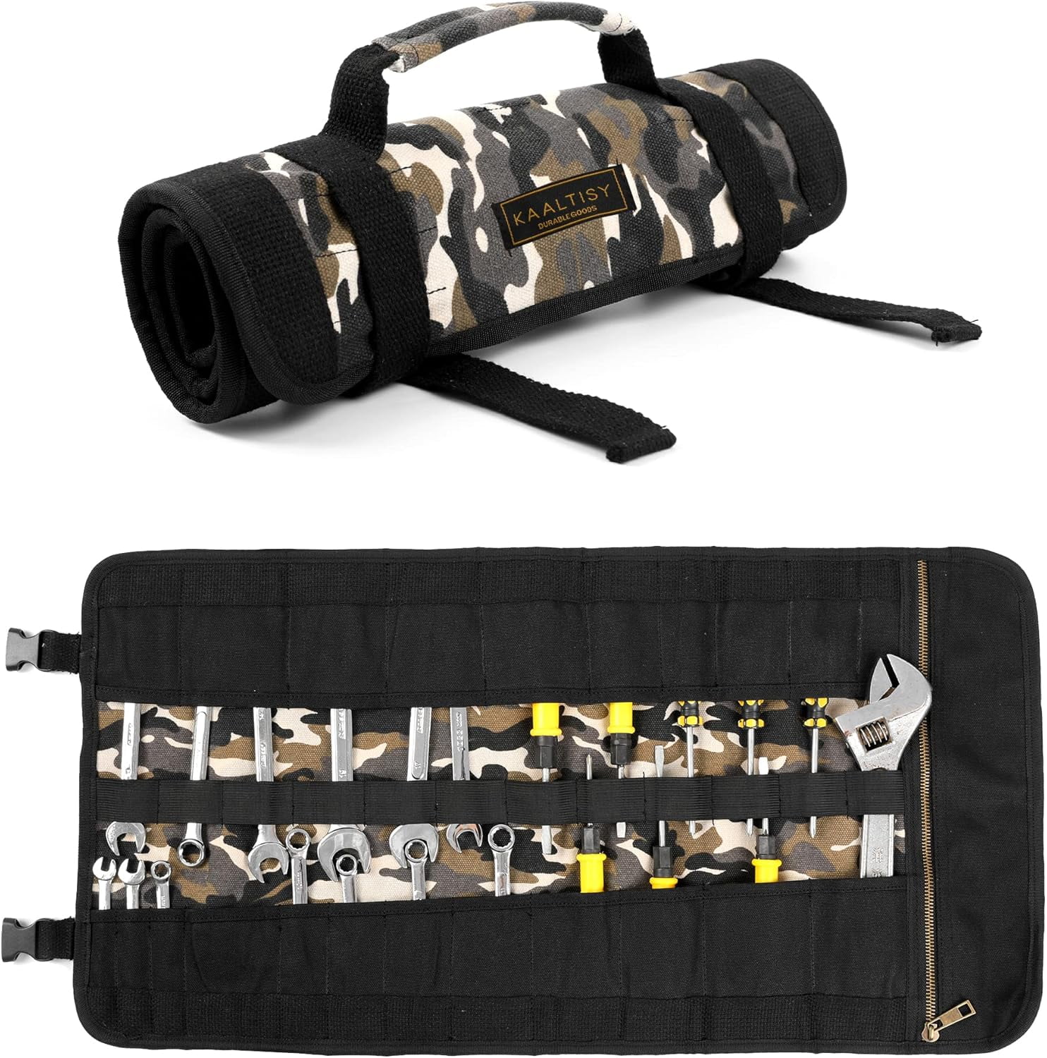 Storage Roll, Heavy Duty 16oz Waxed Canvas Roll Up Tool Pouch Bag (23 ...
