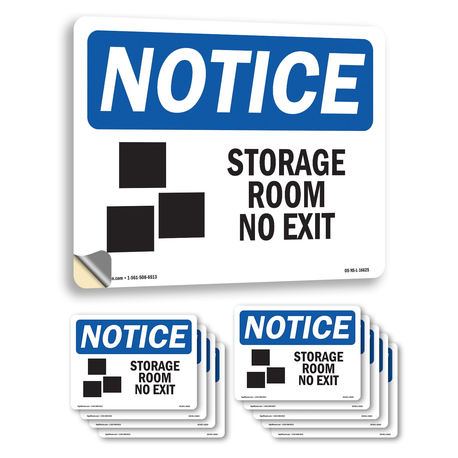 Storage Room No Exit OSHA Notice Vinyl Decal Label 10 Inch x 7 Inch ...