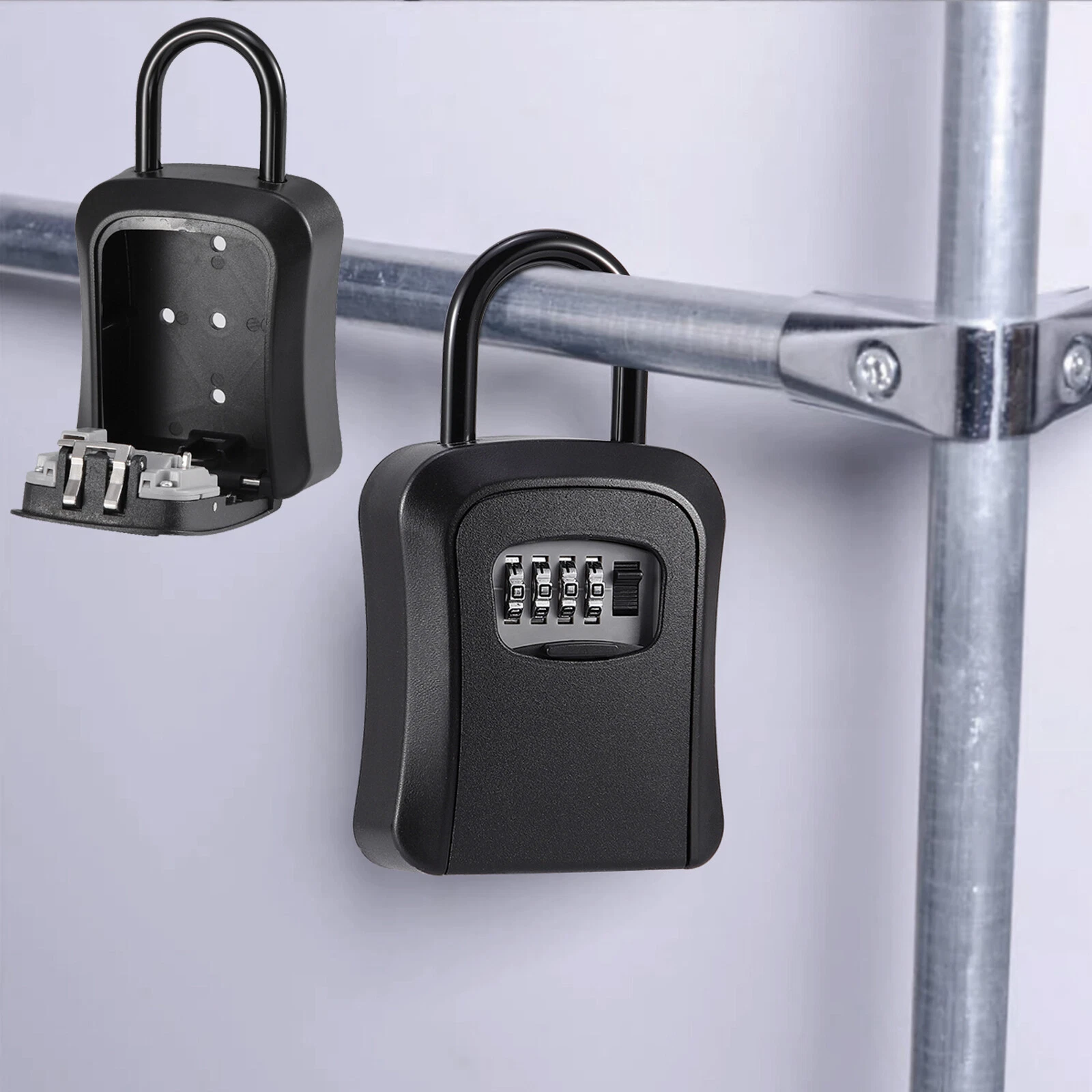 Storage Safe 4-Digit Key Box Wall Safe Combination Lock Mount Security ...