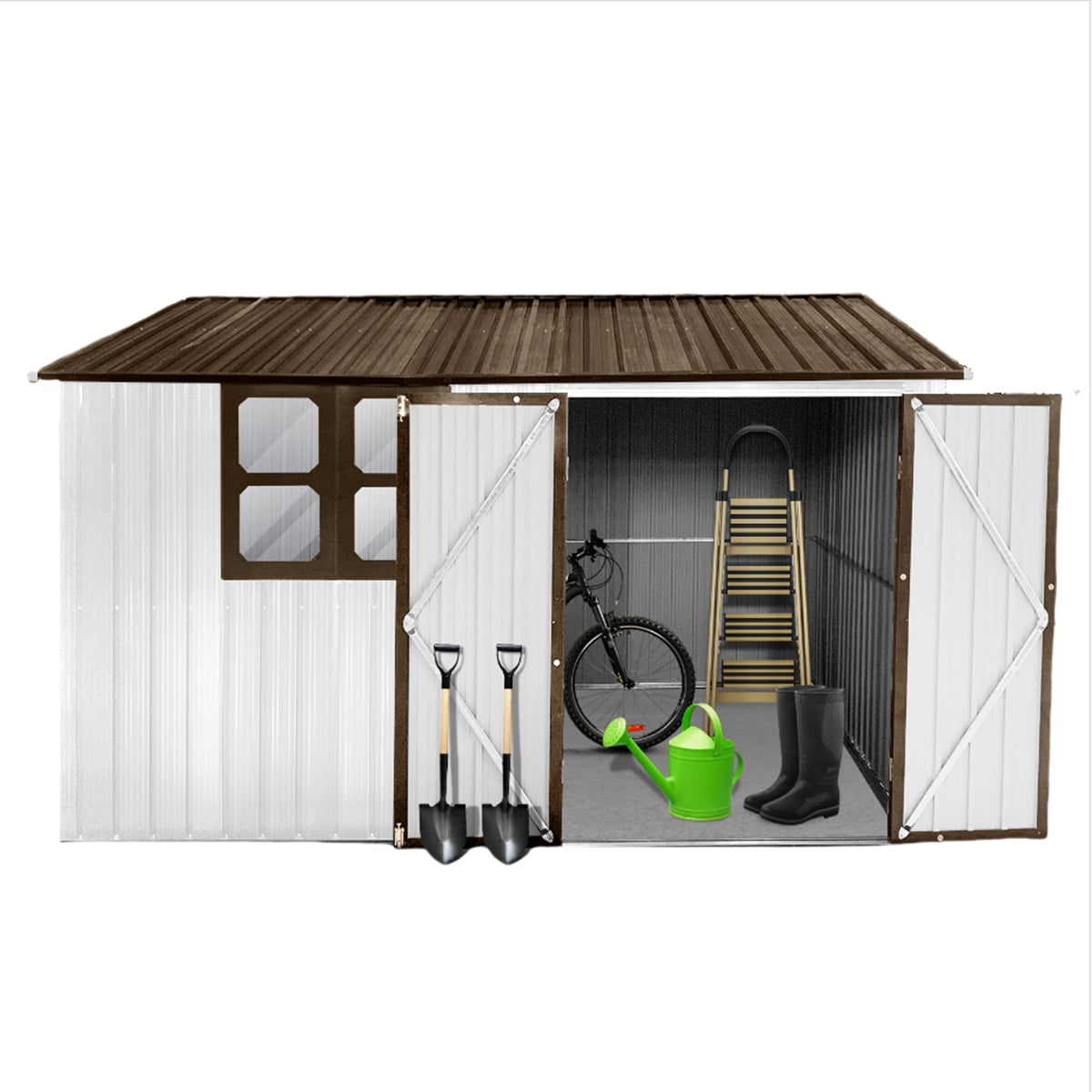 Storage Shed,10x8 FT Metal Shed With Window and Lockable Doors ...