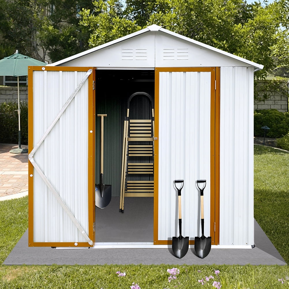 Storage Shed 4ftx6ft Waterproof Metal Utility Tool Shed With Double ...