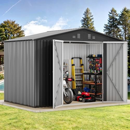 Storage Shed 9x6 FT for Bicycle Functional Metal Tool Shelter Garden ...