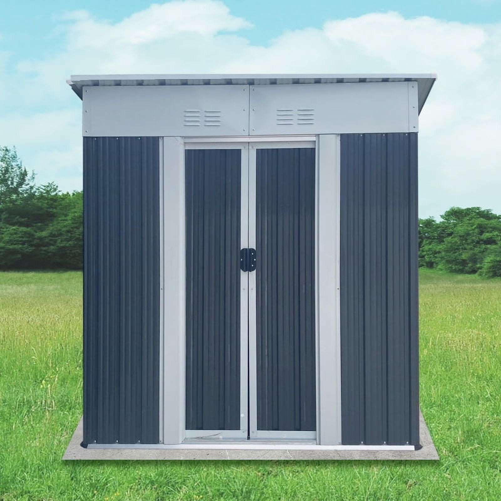 Storage Shed with Window & Lock - Secure Metal Shed for Tools, Bikes ...