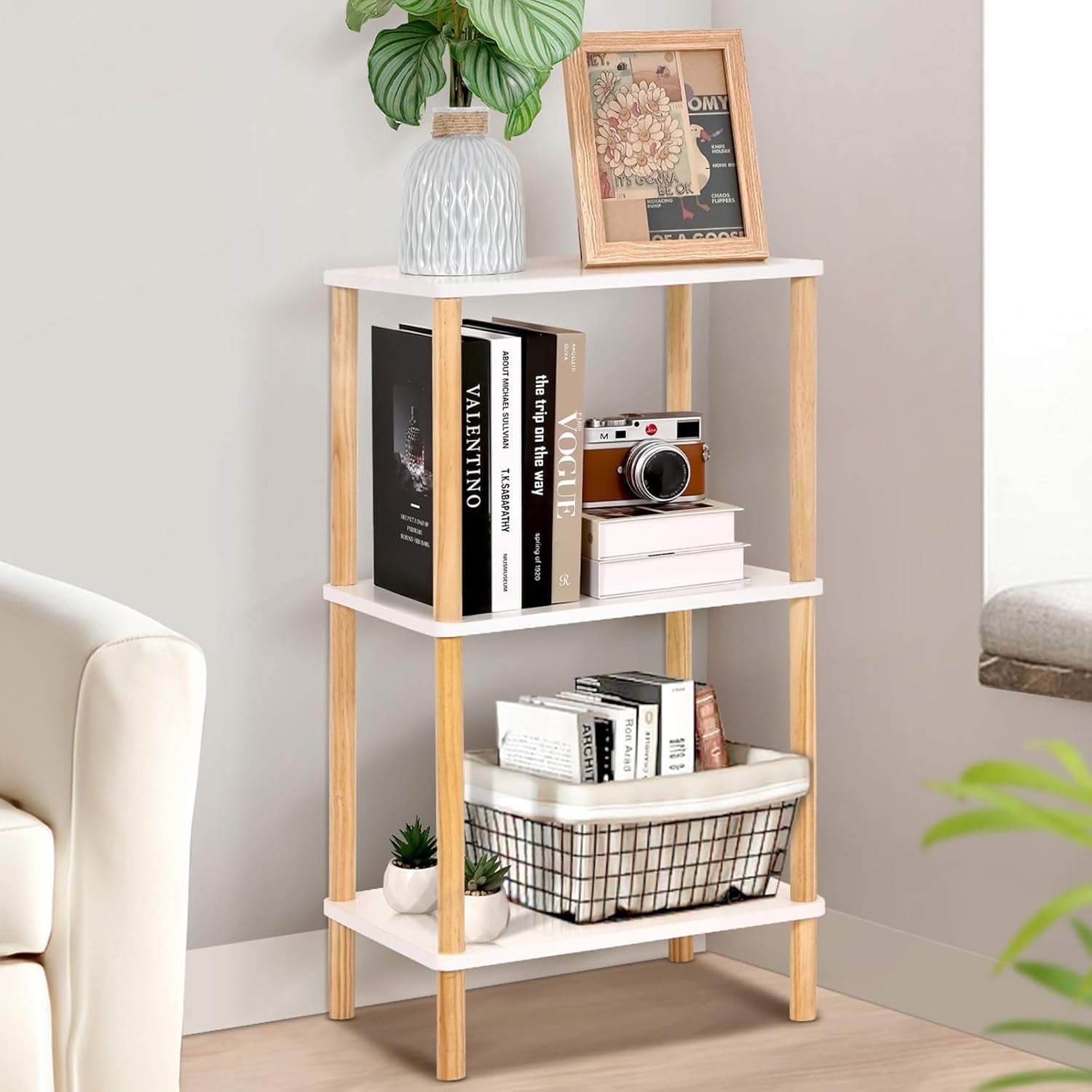 Storage Shelf Organizer for Bedroom, Display Storage Wood Shelves Rack ...