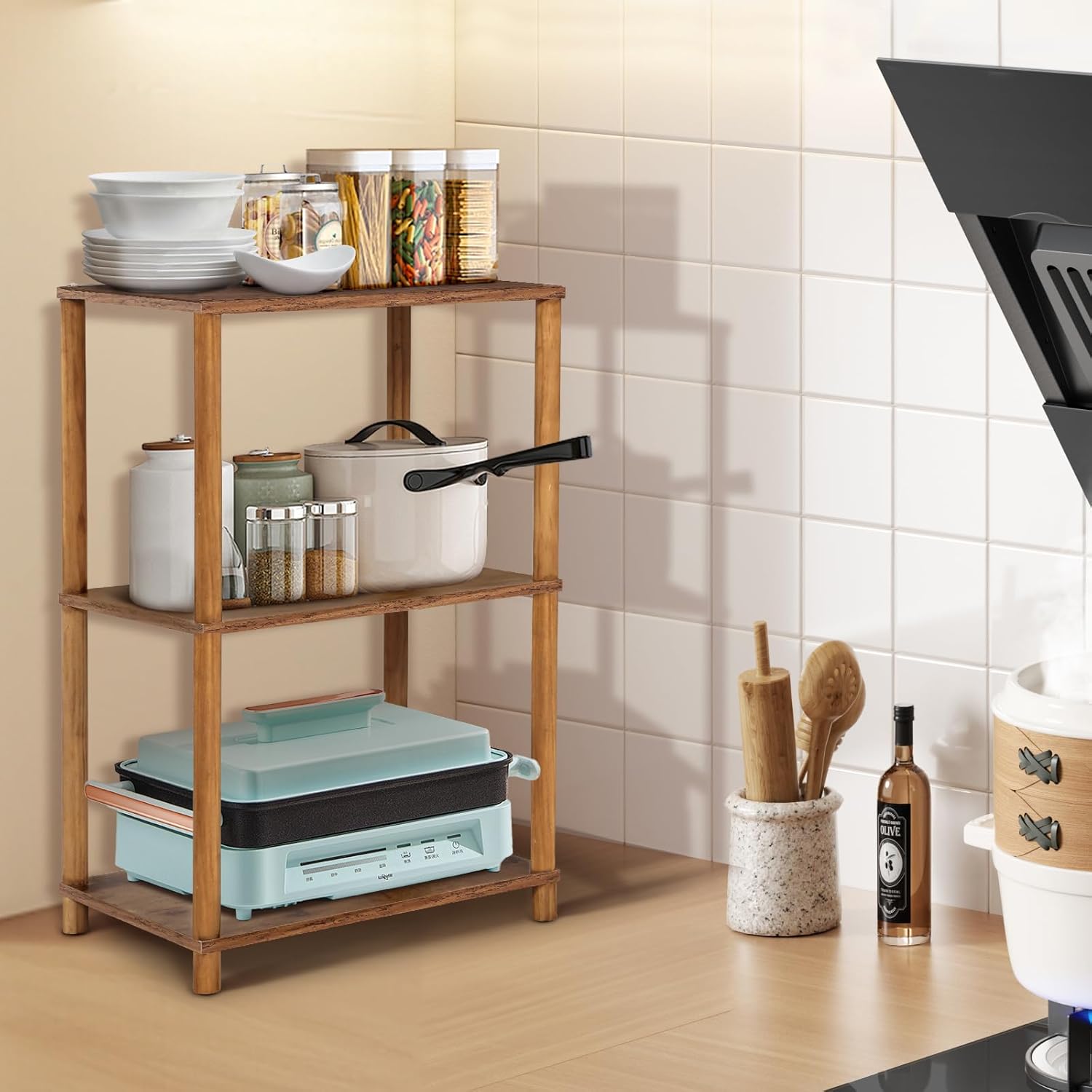Storage Shelf Organizer for Bedroom, Display Storage Wood Shelves Rack ...