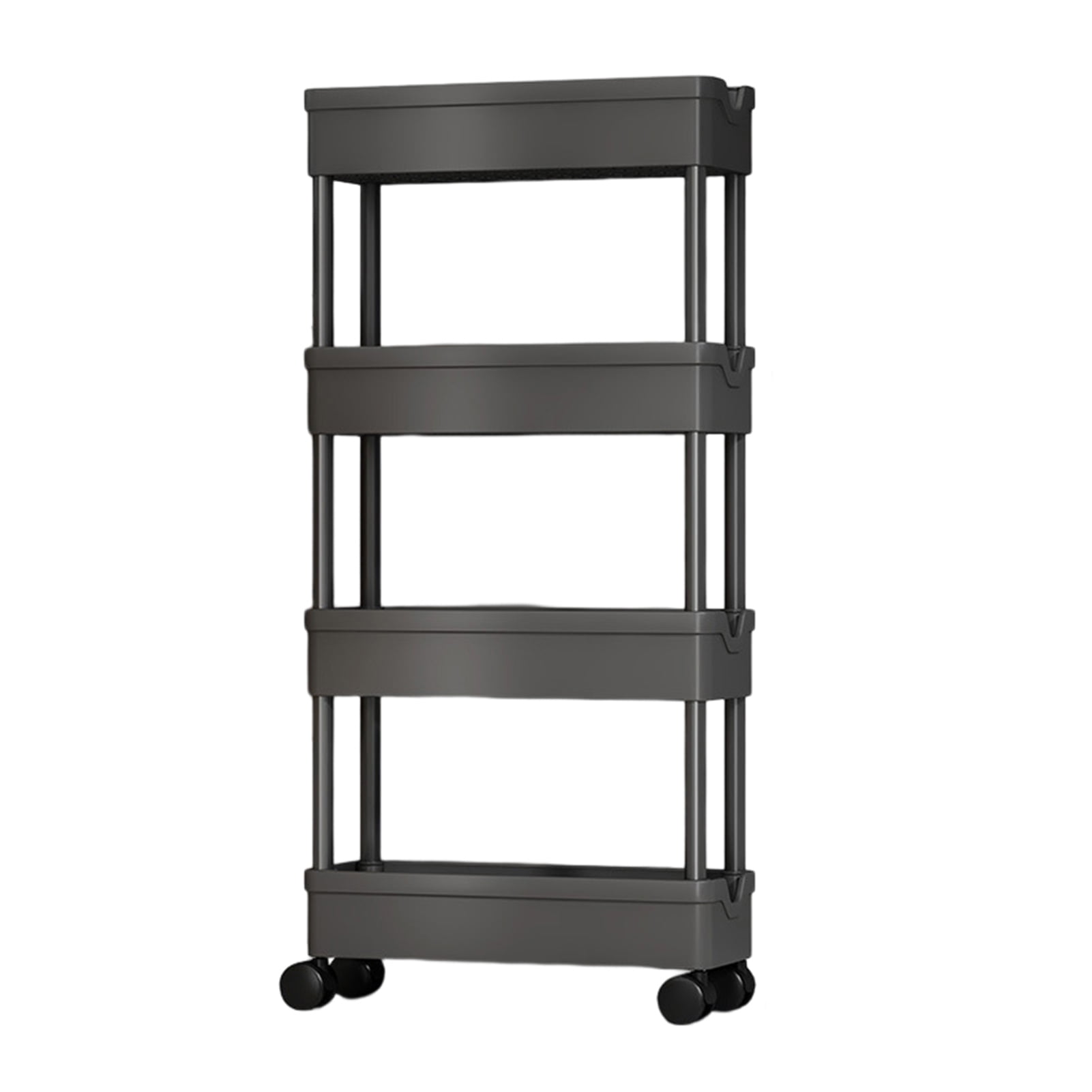 Storage Shelf with 360-Degree Wheels Versatile 4-Tier Rolling Cart ...