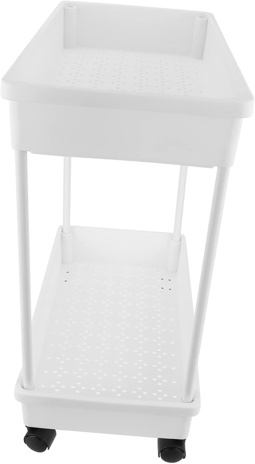 Storage Shelf with Wheels 2-Tier Rolling Storage Cart Lockable Casters ...