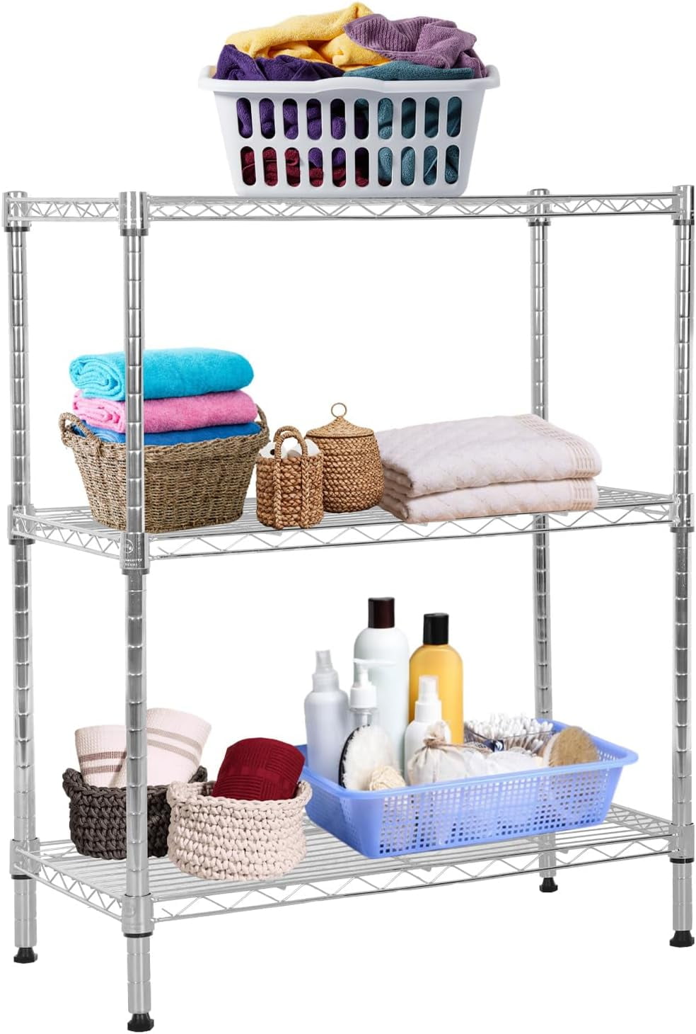 Storage Shelves, 13" D23" W30" H Wire Shelving Unit With 3 Tier ...