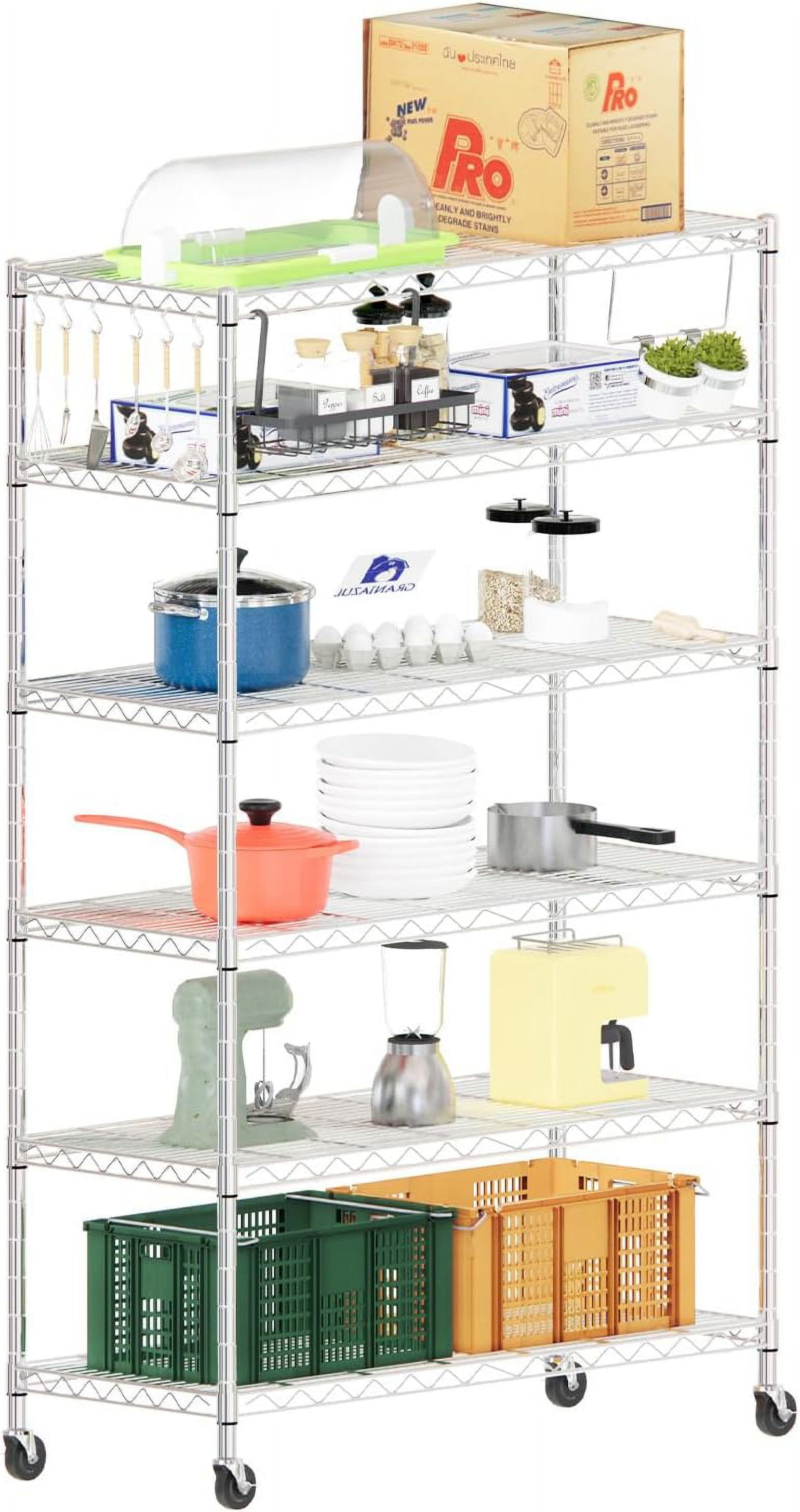 Storage Shelves, 18" D×48" W×82" H Garage Shelving, Wire Shelving Unit ...