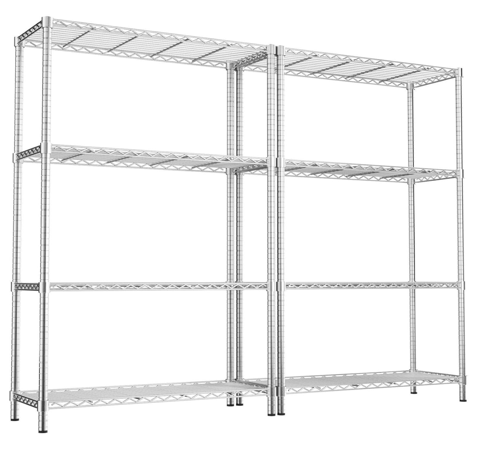Storage Shelves, 2 PCS Heavy Duty Garage Wire Shelving Unit Loads ...