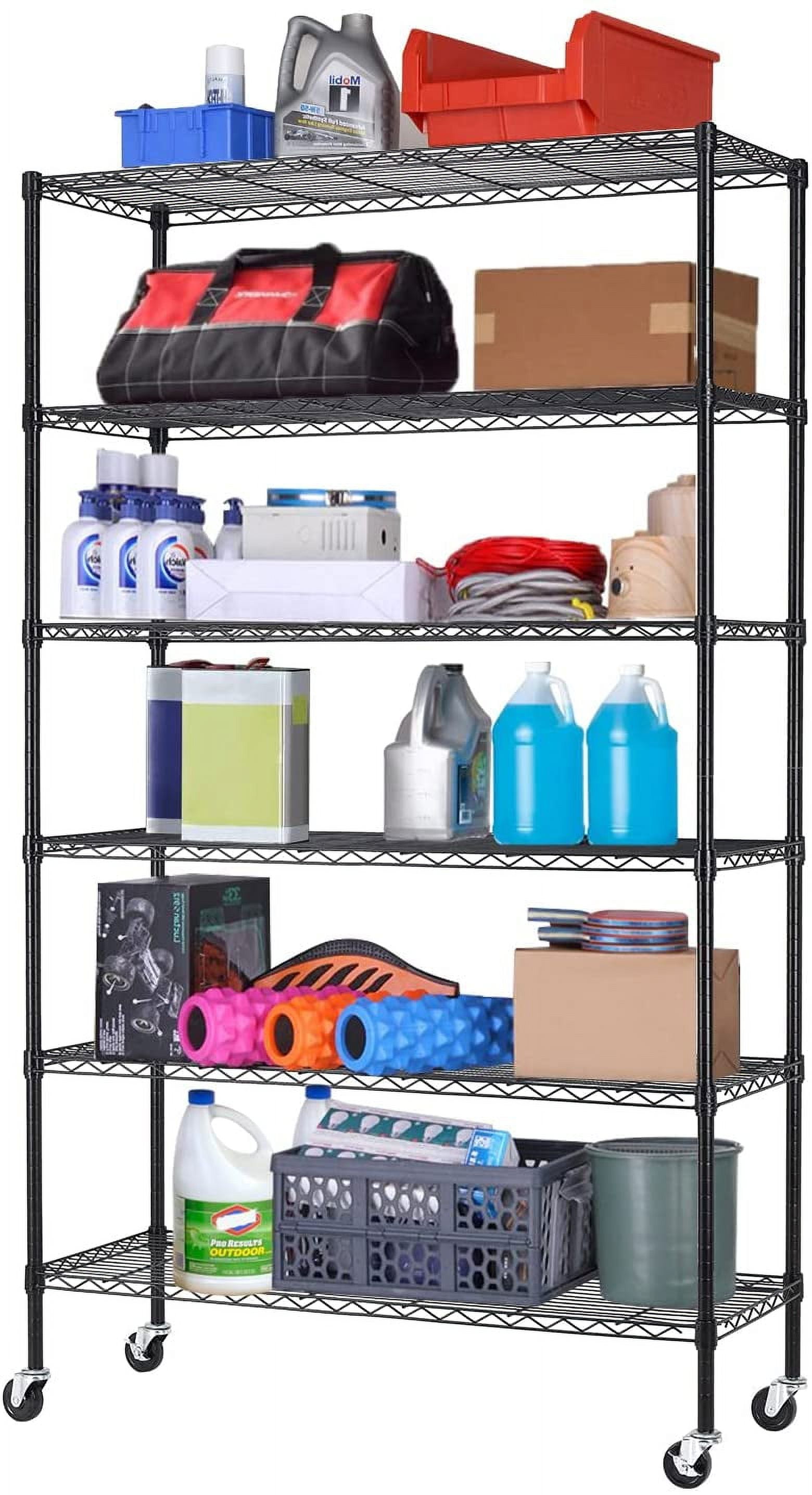 Storage Shelves 2100Lbs Capacity, 6-Shelf on Casters 48" L×18" W×72" H ...