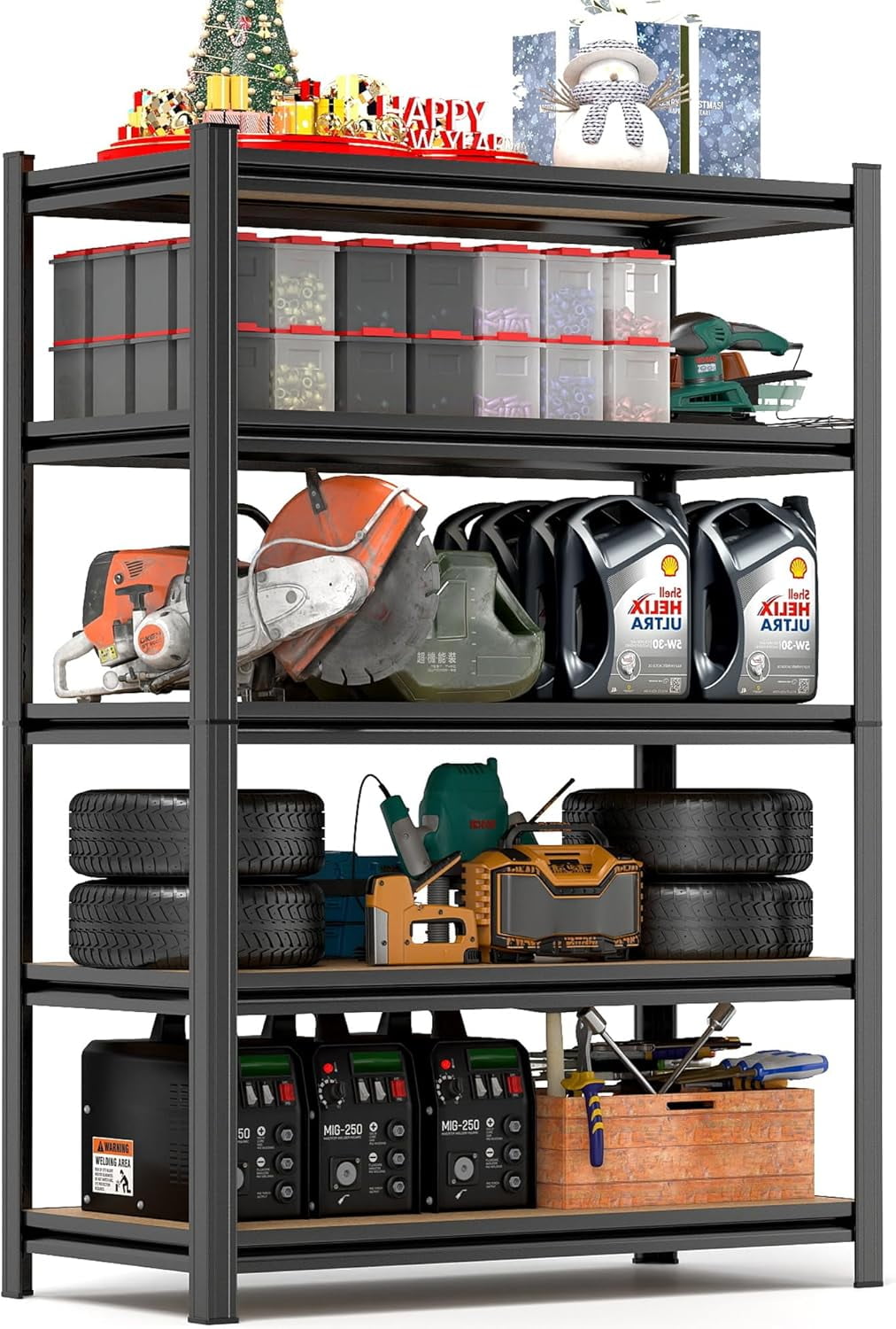 Storage Shelves 2500LBS Garage Shelving Heavy Duty Metal Shelving Unit ...