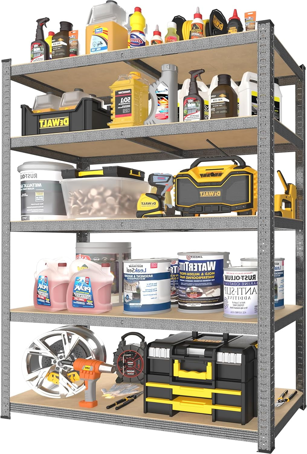 Storage Shelves 36" W x 16" D x 71" H - 5-Tier Adjustable Metal Garage ...