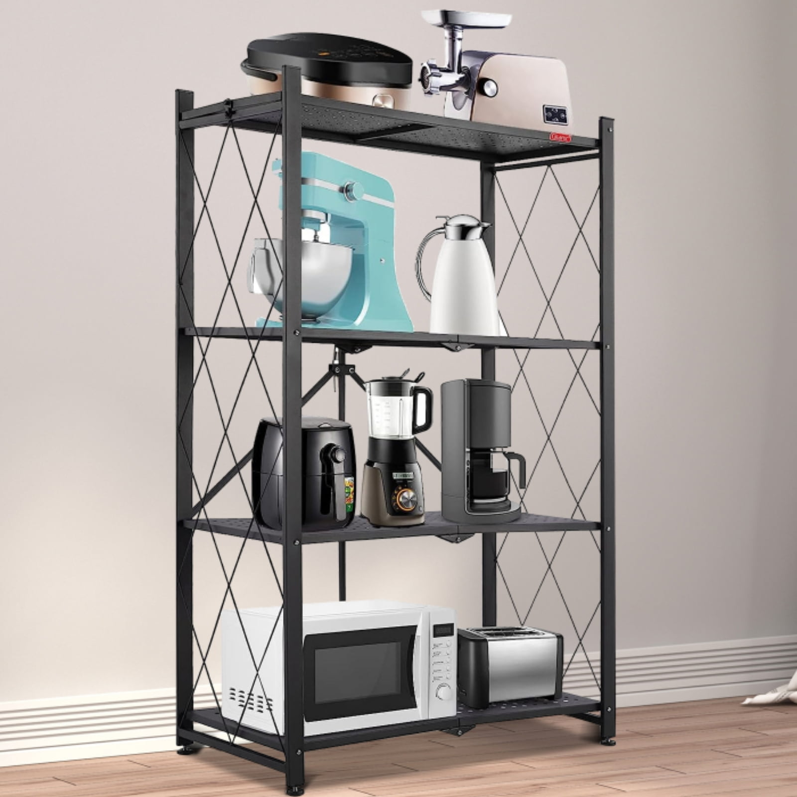 Storage Shelves 4 Tier, Closet Organizers and Storage 4-Shelf Foldable ...