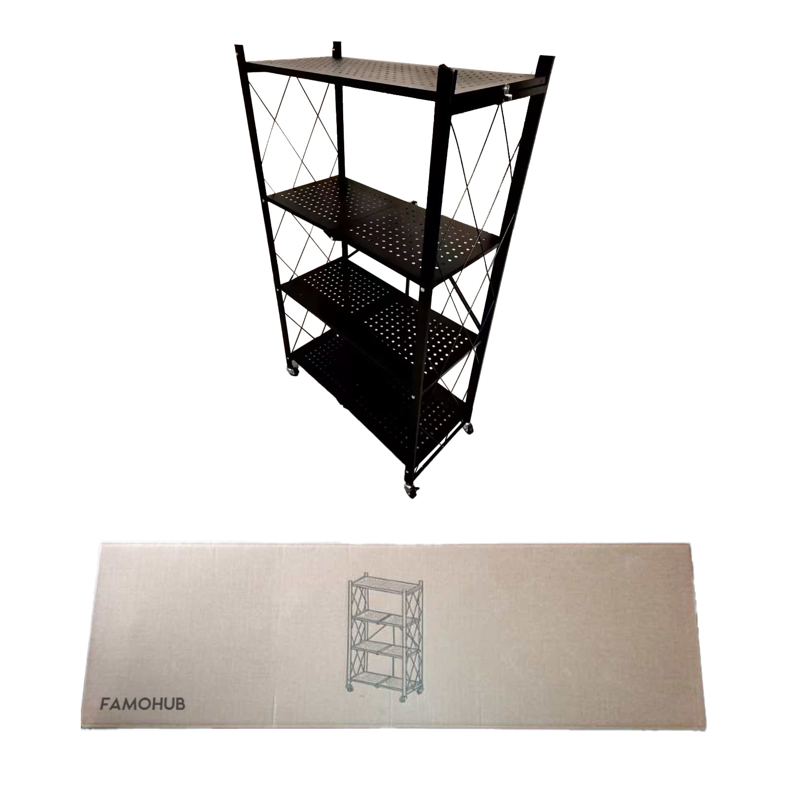 Storage Shelves 4 Tier, Closet Organizers and Storage 4-Shelf Foldable ...