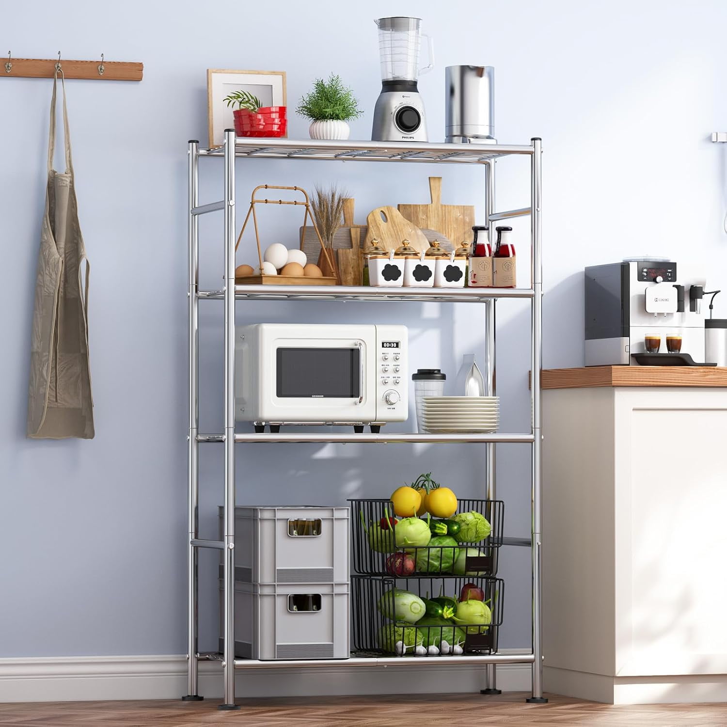 Storage Shelves - 4 Tier Shelf Organizer, Heavy Duty Garage Shelving ...