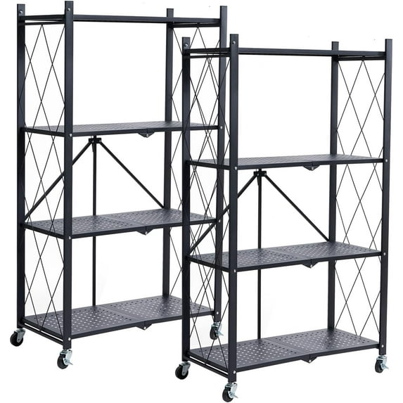 Storage Shelves - 4 Tier Shelving Unit, Folding Display Shelf Racks No ...