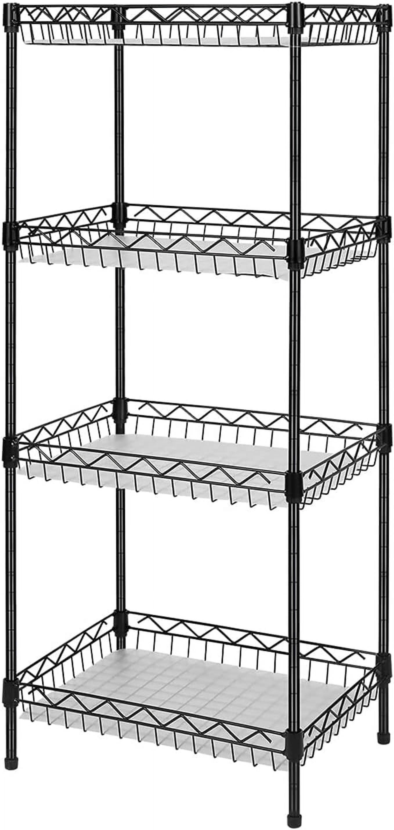 Storage Shelves, 4-Tier Wire Shelving Unit with Baskets Storage Rack ...