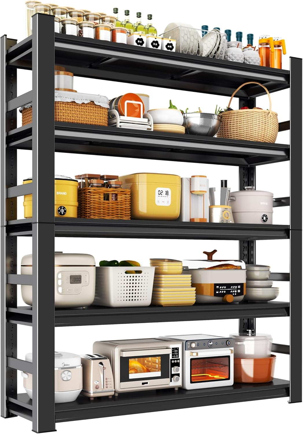 Storage Shelves 5 Tier Adjustable Industrial Steel Shelving Unit ...