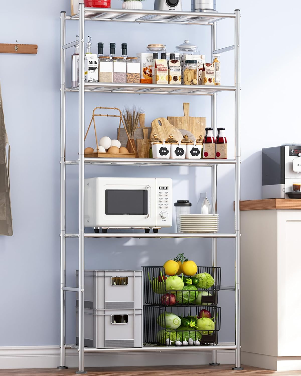 Storage Shelves - 5 Tier Shelf Organizer, Heavy Duty Garage Shelving ...