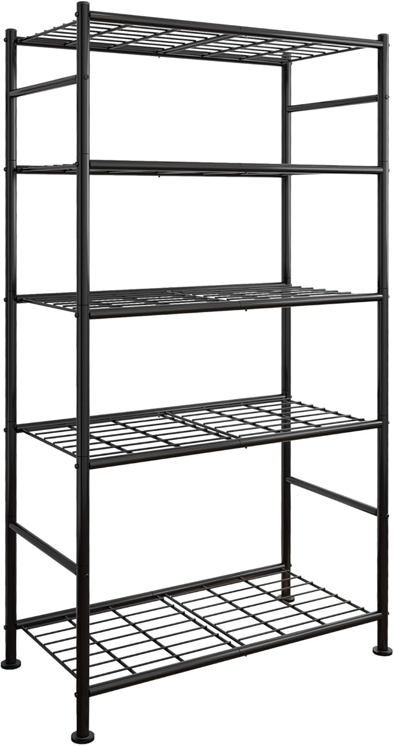 Storage Shelves - 5 Tier Shelf Organizer, Sturdy Metal Shelving with ...