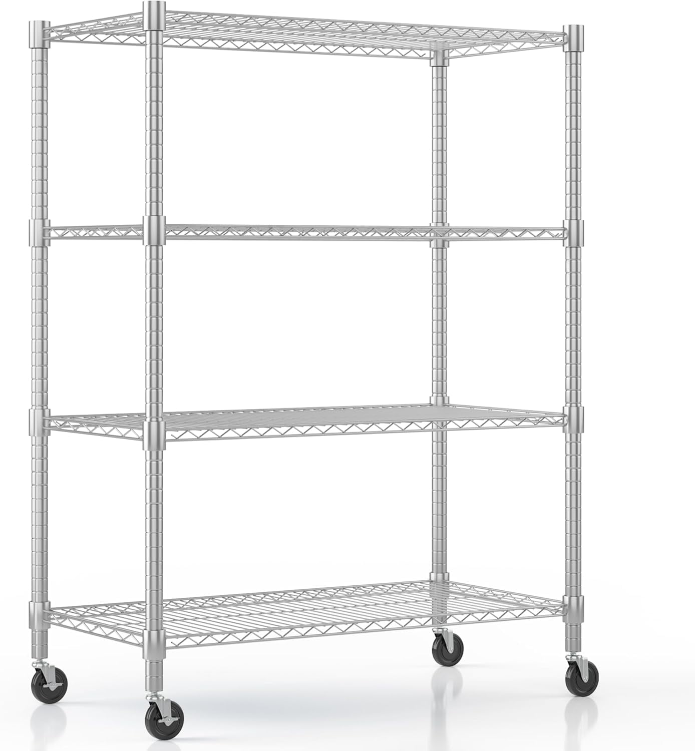 Storage Shelves 60" W Wire Shelving with Wheels 2600LBS Heavy Duty ...