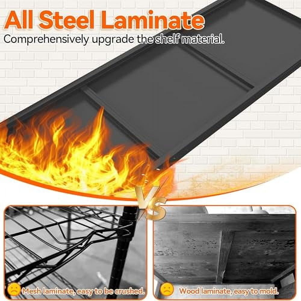 Storage Shelves, Adjustable Black Shelving, with Fences, 15.8”D×35.4”W× ...