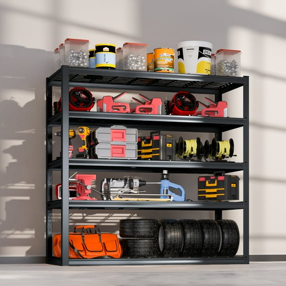 Storage Shelves Alvantor Heavy Duty Garage Shelving Unit 3000Lbs 5 Tier ...