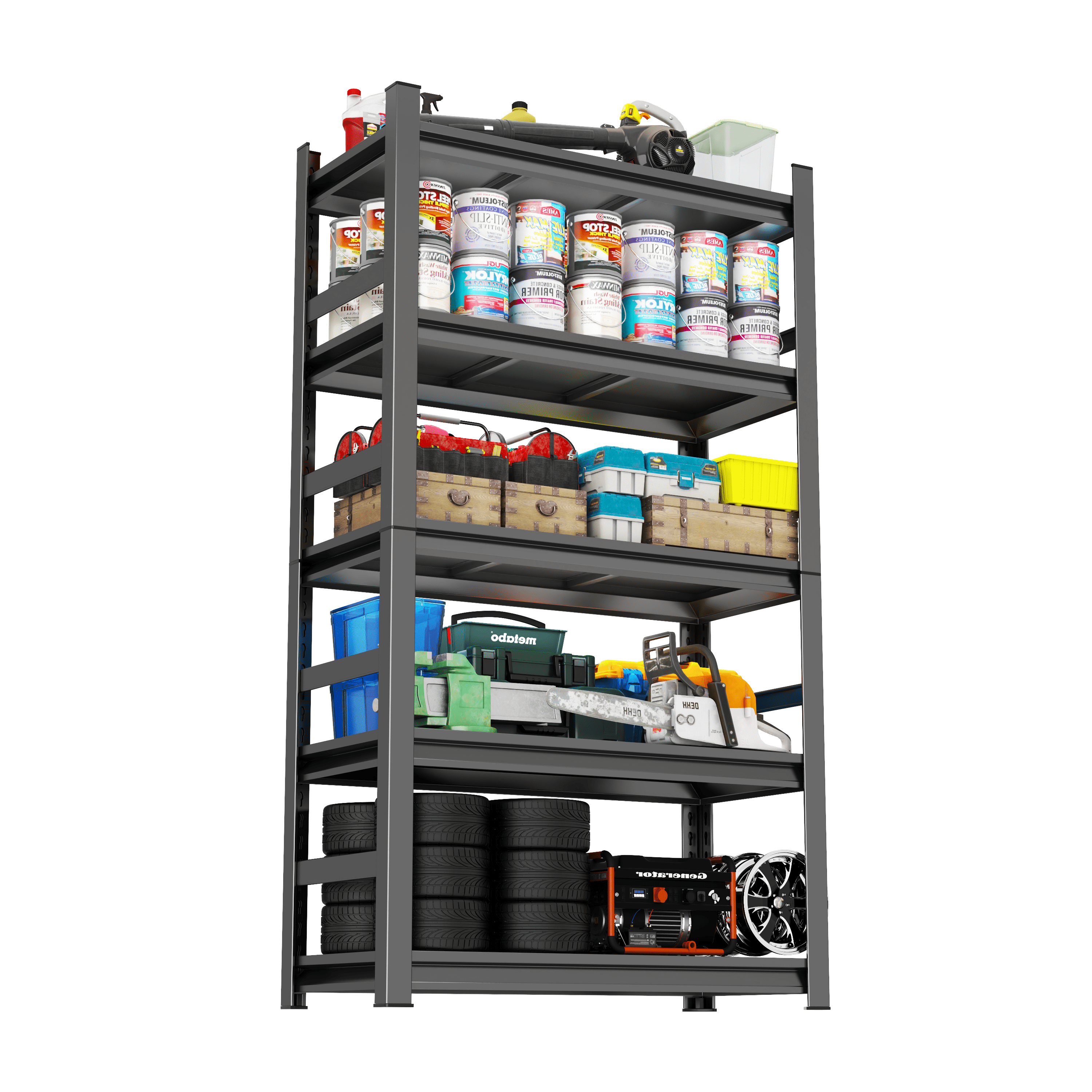 Storage Shelves, Garage Metal Shelving Unit, Adjustable, Double-Layer ...