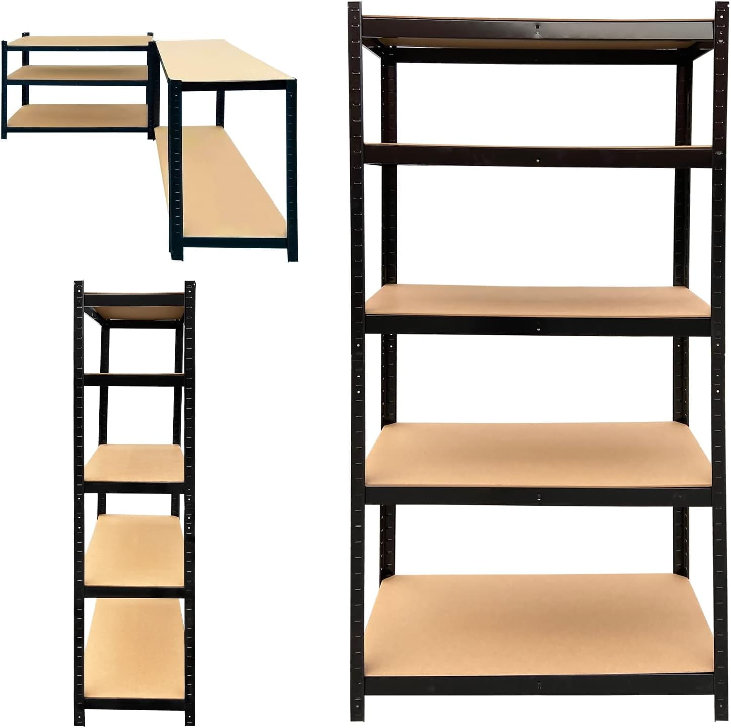 5 Tier Metal Storage Shelves, 30" x 12" x 66", 175KG/Shelf for Garage ...