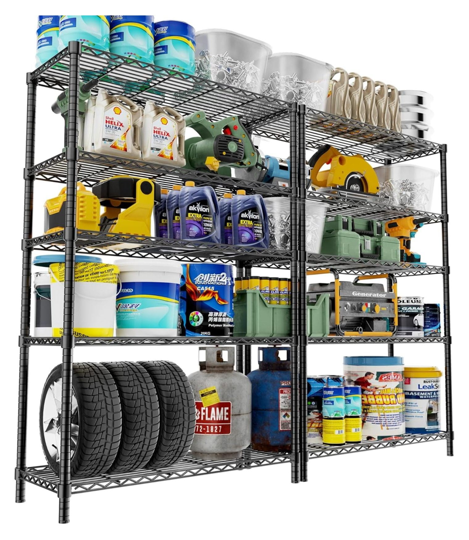 Storage Shelves Heavy Duty, 2 PCS Garage Wire Shelving Unit Loads ...