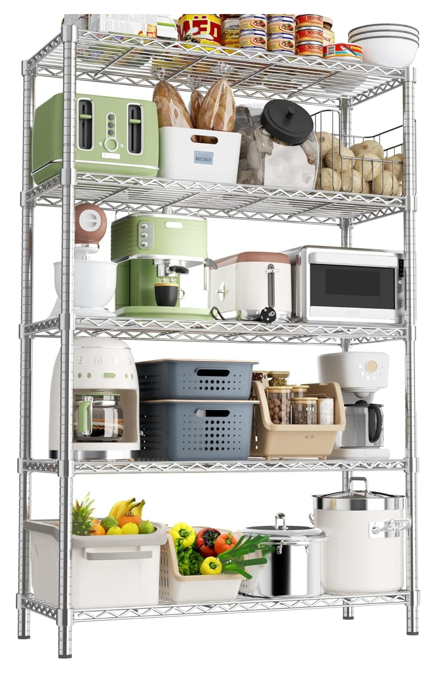 Storage Shelves Heavy Duty, 36" L x 14" W x 72" H Garage Wire Shelving ...