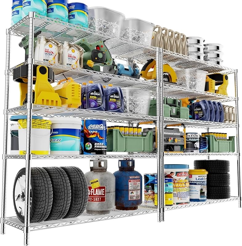Storage Shelves Heavy Duty, 48" L x 20" W x 72" H Garage Wire Shelving ...