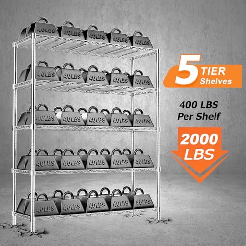 Storage Shelves Heavy Duty, 48" L x 20" W x 72" H Garage Wire Shelving ...