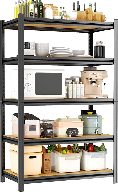 Storage Shelves, Heavy Duty 5-Tier Kitchen Shelving, 63" H Metal ...