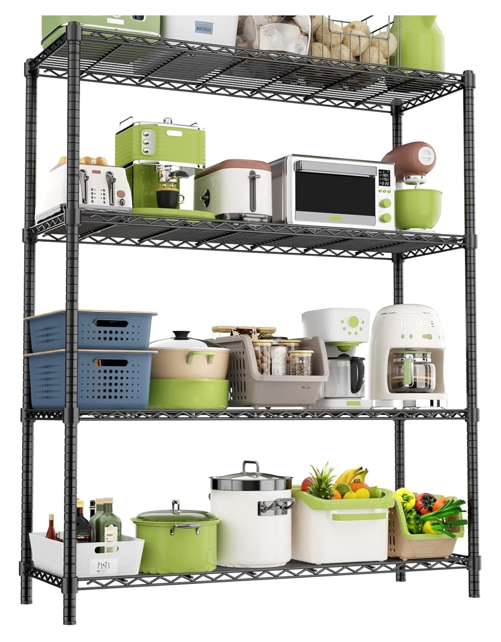 Storage Shelves,Heavy Duty Garage Wire Shelving Unit Loads 1600LBS, 4 ...