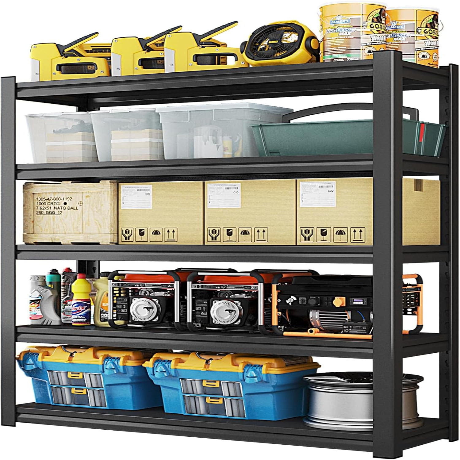 Storage Shelves Heavy Duty Hold 3000 lbs Adjustable 5 Tier Garage ...