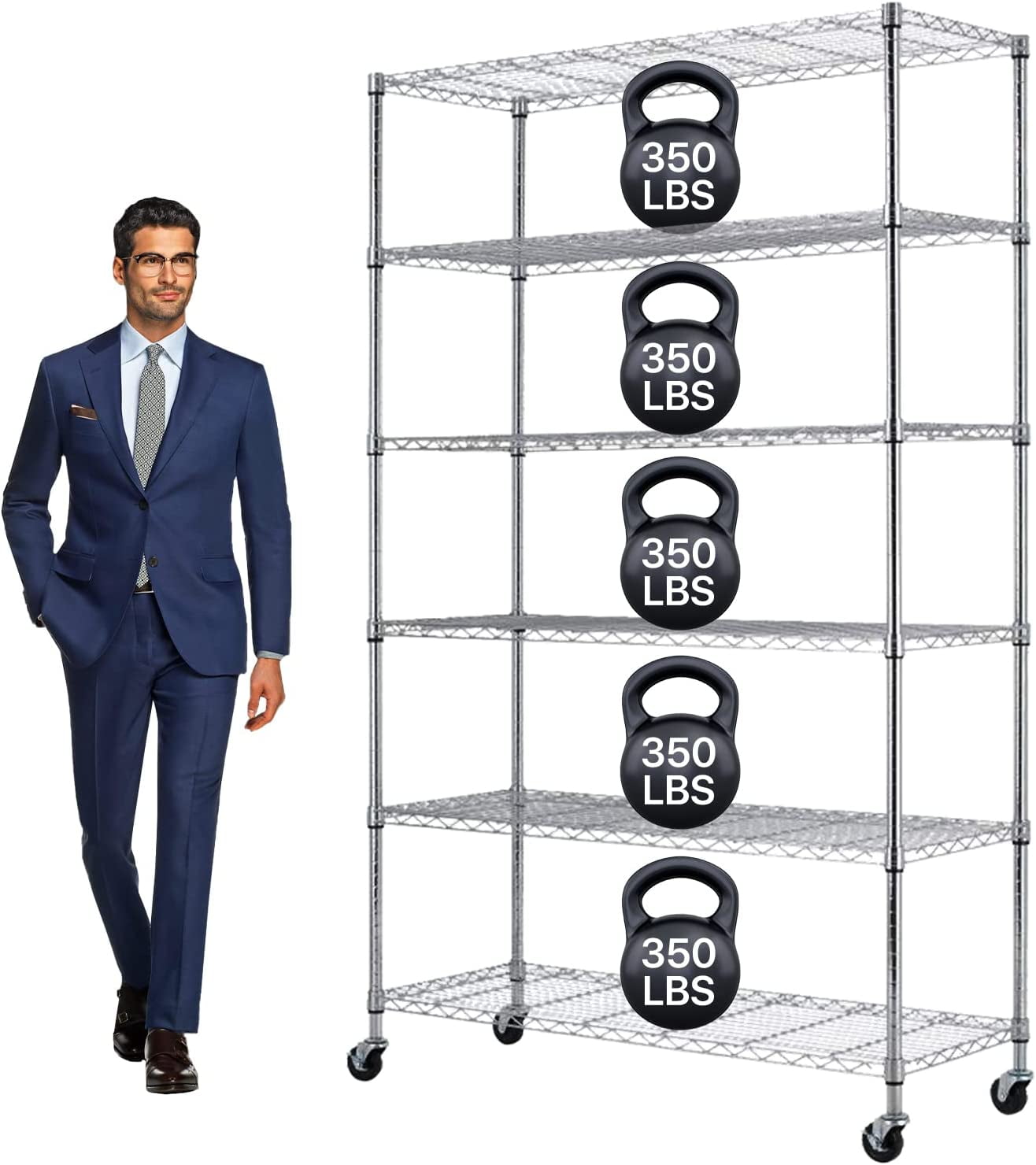 Storage Shelves Metal Shelf Wire Shelving Unit with Wheels 6 Tier NSF Certification Height ...