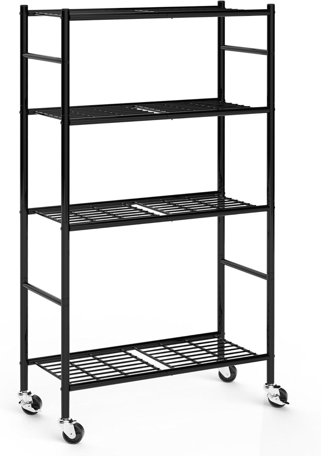 Storage Shelves Organizer - 4 Tier Metal Shelf Organizer with Metal ...