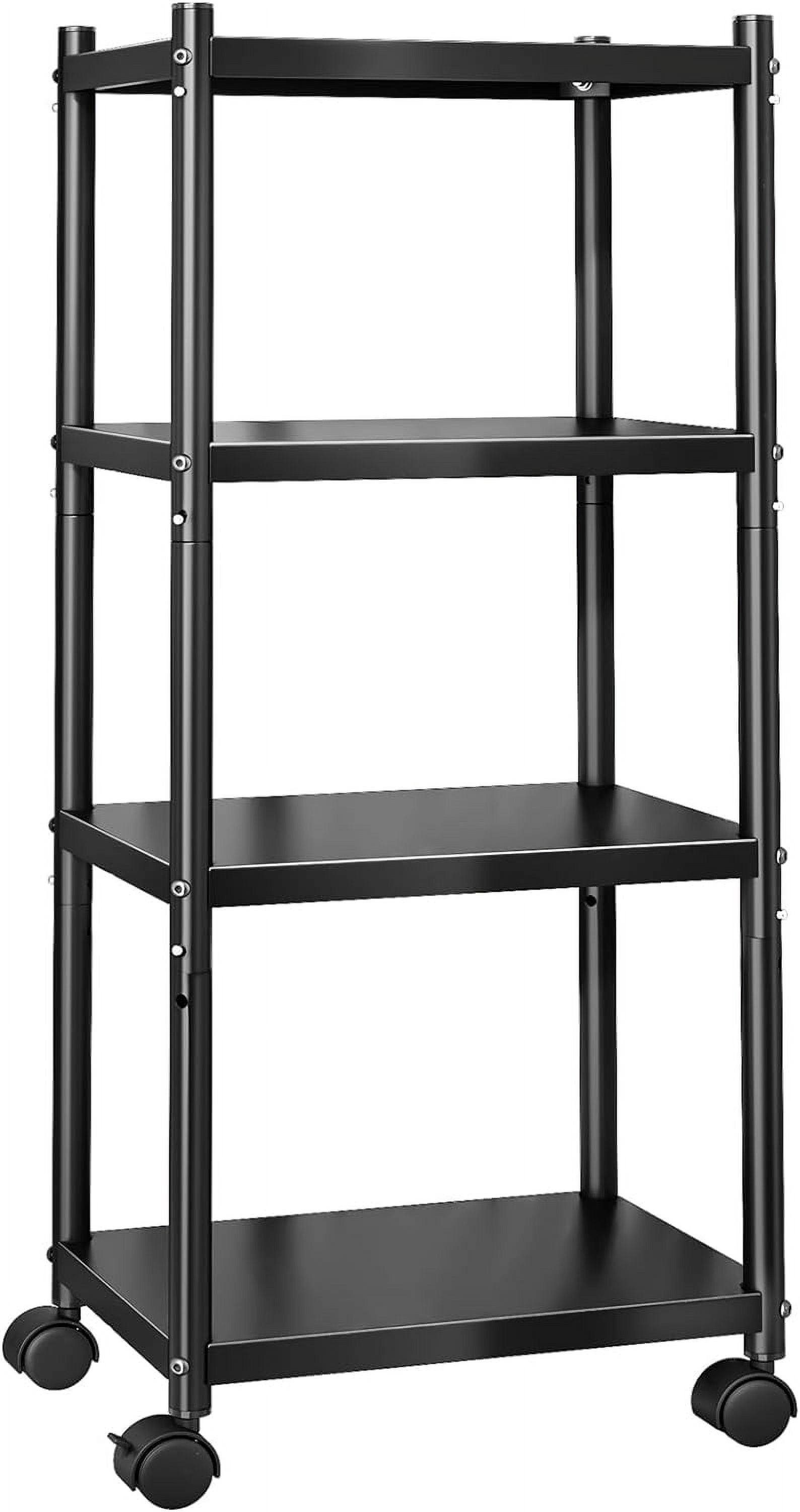 Storage Shelves with Rolling Wheels, Adjustable 4 Tier Metal Shelving ...